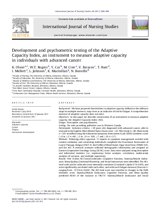 (PDF) Development and psychometric testing of the Adaptive Capacity ...