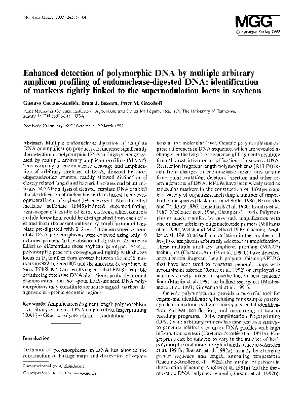 (PDF) Enhanced Detection of Polymorphic DNA by Multiple Arbitrary ...