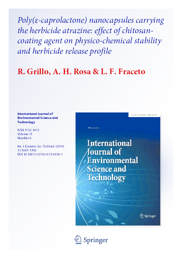 (PDF) Poly(ε-caprolactone) nanocapsules carrying the herbicide atrazine: effect of chitosan ...