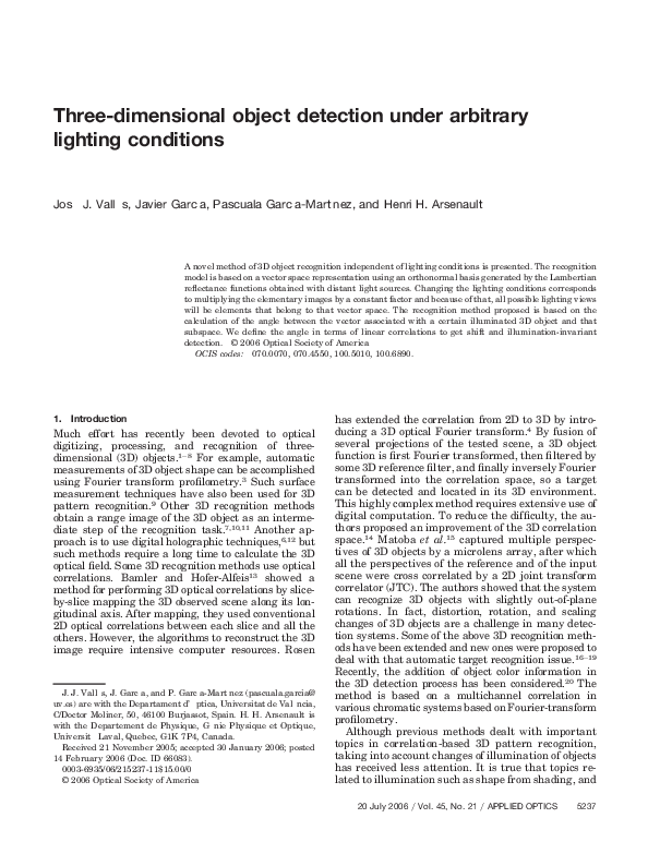 (PDF) Three-dimensional object detection under arbitrary lighting ...