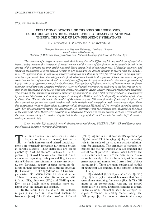 (PDF) Vibrational spectra of the steroid hormones, estradiol and ...