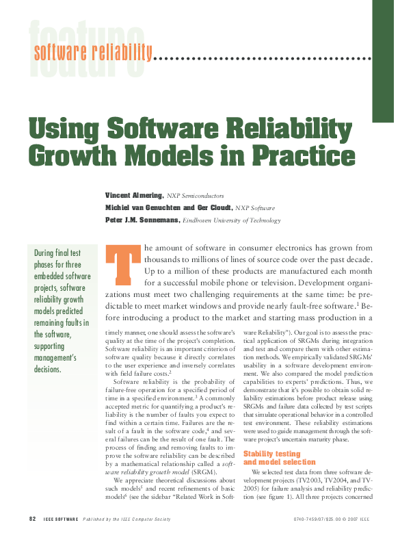 (PDF) Using Software Reliability Growth Models in Practice