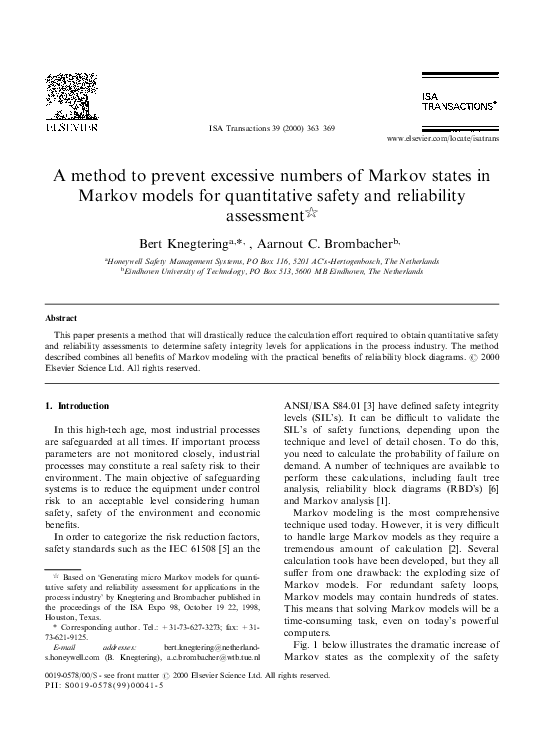 (PDF) A method to prevent excessive numbers of Markov states in Markov ...