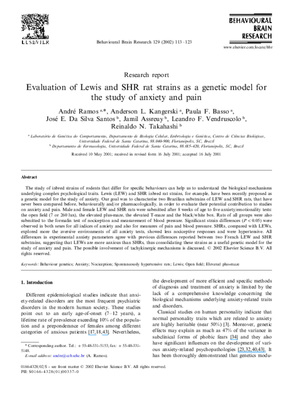 (PDF) Evaluation of Lewis and SHR rat strains as a genetic model for ...