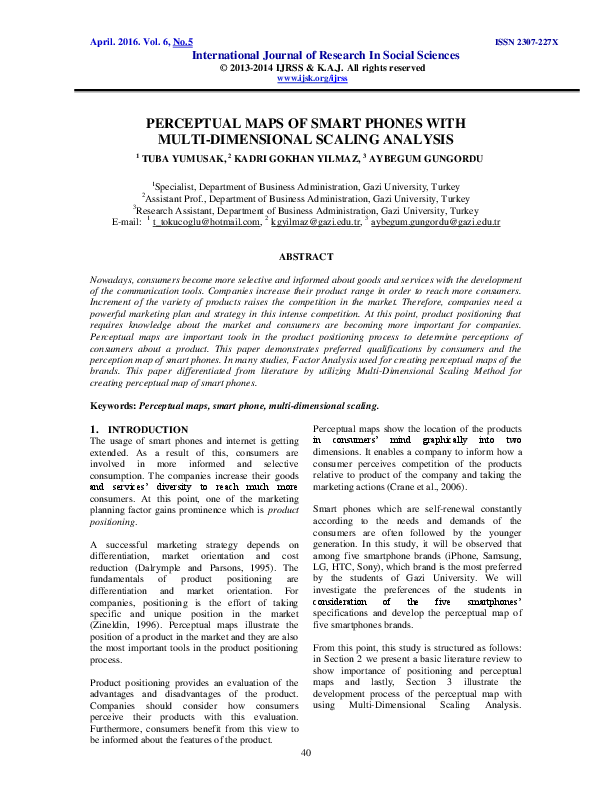(PDF) PERCEPTUAL MAPS OF SMART PHONES WITH MULTI-DIMENSIONAL SCALING ANALYSIS