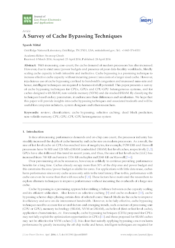 (PDF) A Survey of Cache Bypassing Techniques