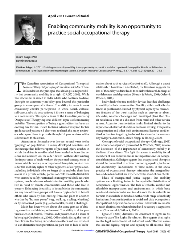 (PDF) Enabling community mobility is an opportunity to practice social ...