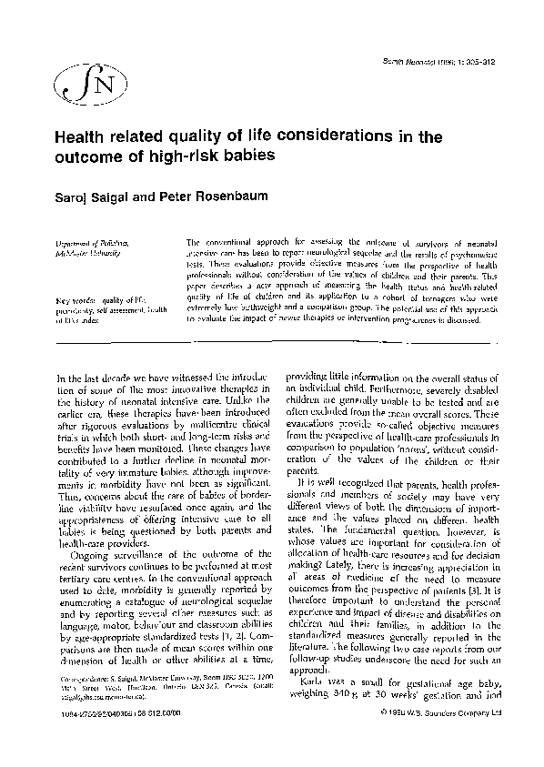 (PDF) Health related quality of life considerations in the outcome of ...