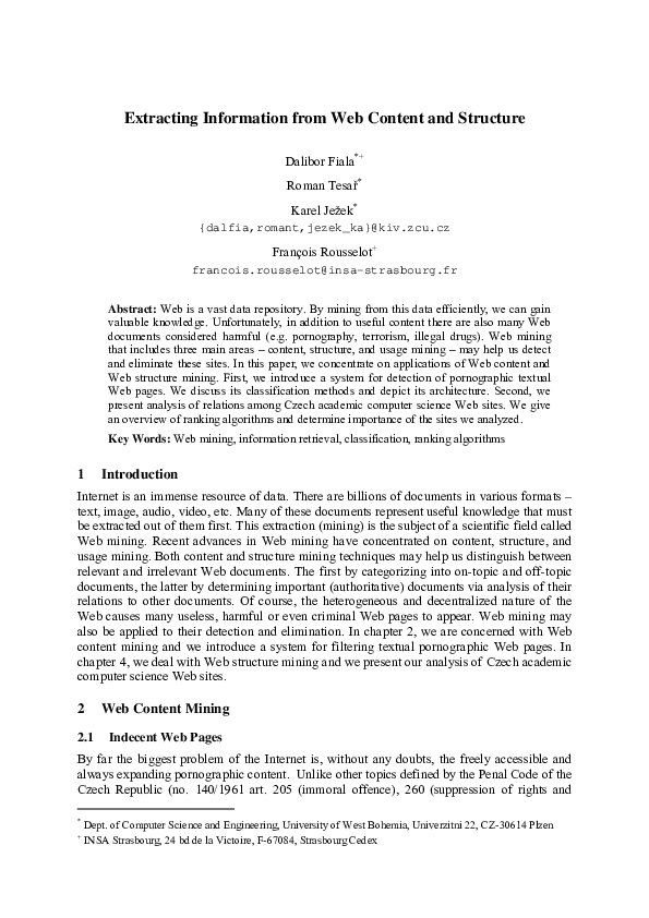 (PDF) Extracting Information from Web Content and Structure