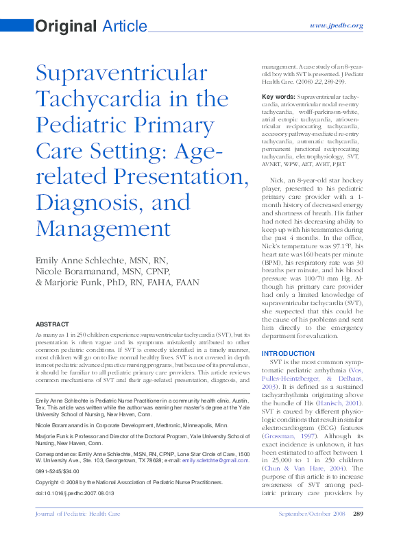 (PDF) Supraventricular Tachycardia in the Pediatric Primary Care ...