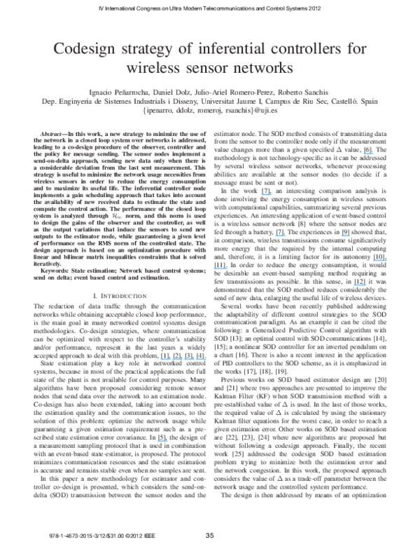 (PDF) Codesign strategy of inferential controllers for wireless sensor networks | D. Dolz ...
