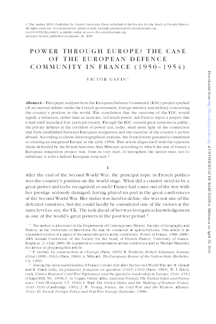 (PDF) Power through Europe? The case of the European Defence Community ...