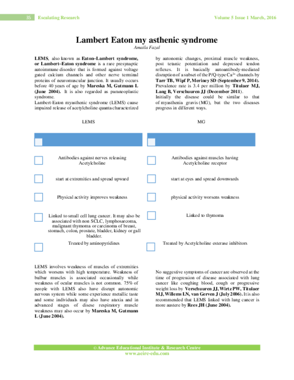 (PDF) Lambert Eaton my asthenic syndrome