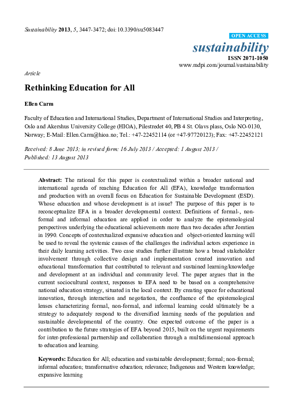 (PDF) Rethinking education for all