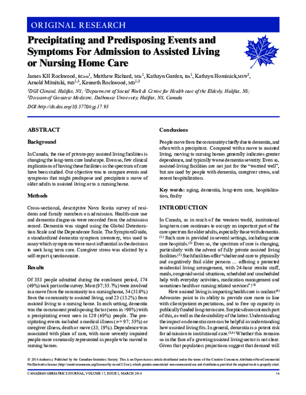 (PDF) Precipitating and Predisposing Events and Symptoms For Admission ...