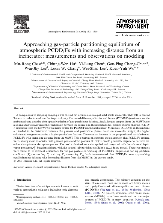 (PDF) Approaching gas–particle partitioning equilibrium of atmospheric ...