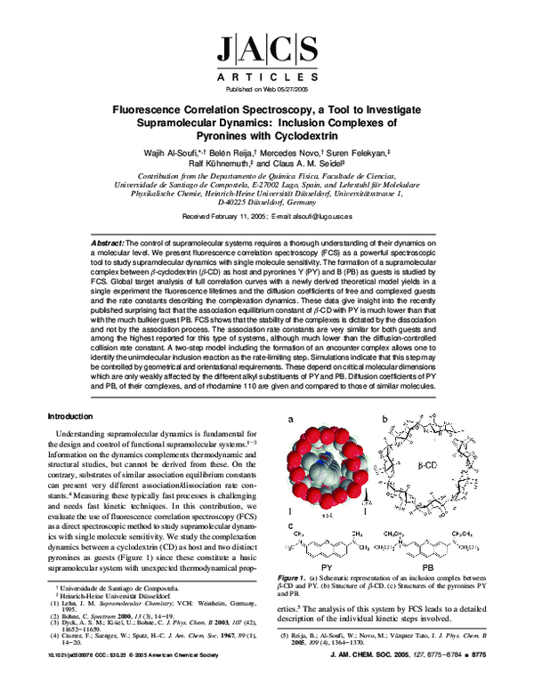 (PDF) Fluorescence correlation spectroscopy, a tool to investigate ...