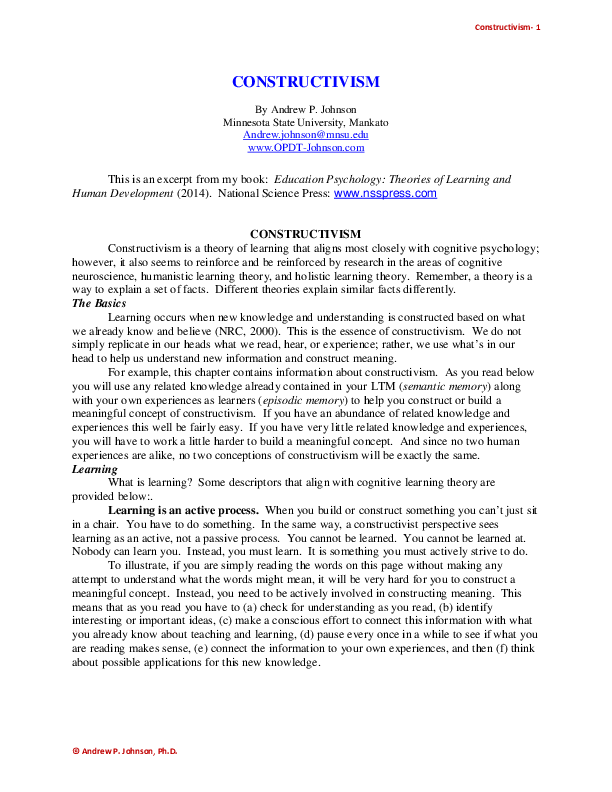 (PDF) BASICS OF CONSTRUCTIVISM