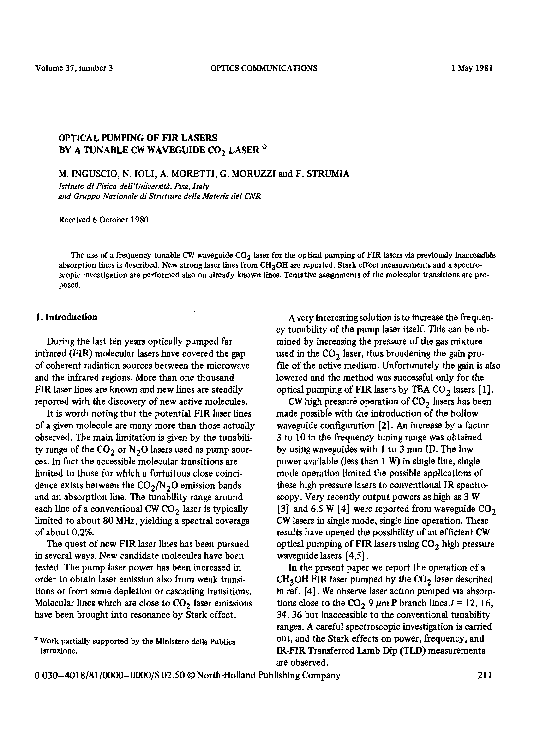 (PDF) Optical pumping of FIR lasers by a tunable CW waveguide CO2 laser