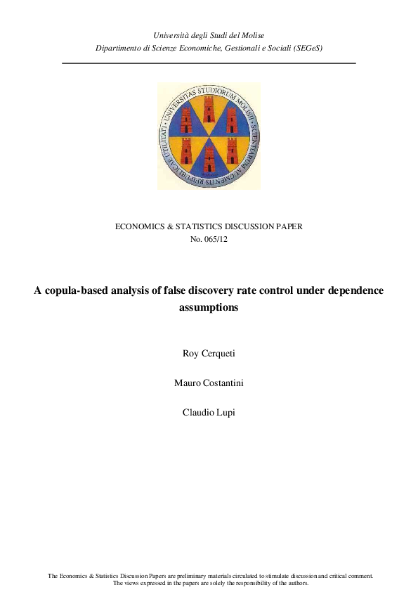 (PDF) A copula-based analysis of false discovery rate control under dependence assumptions