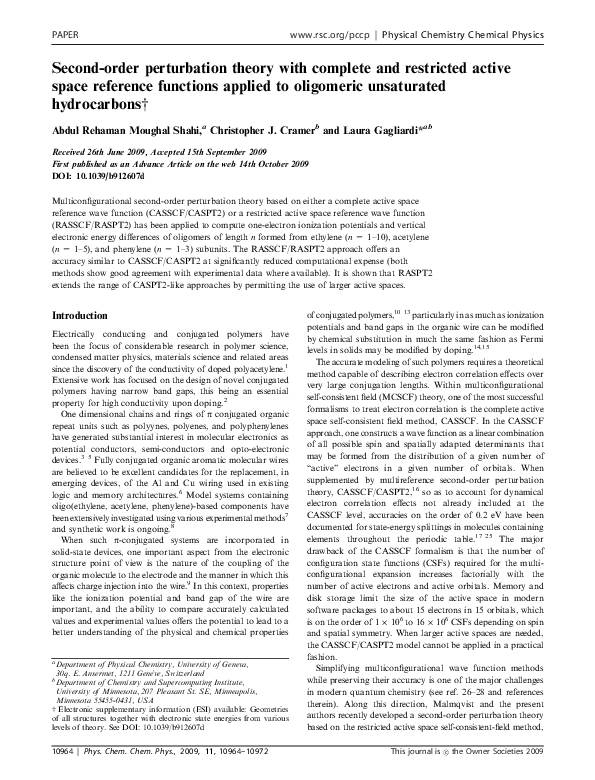 (PDF) Second-order perturbation theory with complete and restricted active space reference ...