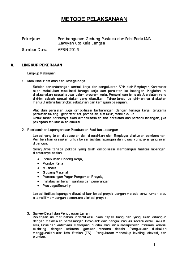 (DOC) Metode Pelaksanaan dan manajemen mutu Cot Kala