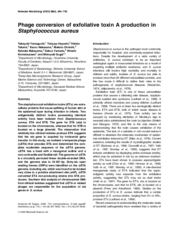 (PDF) Phage conversion of exfoliative toxin A production in ...