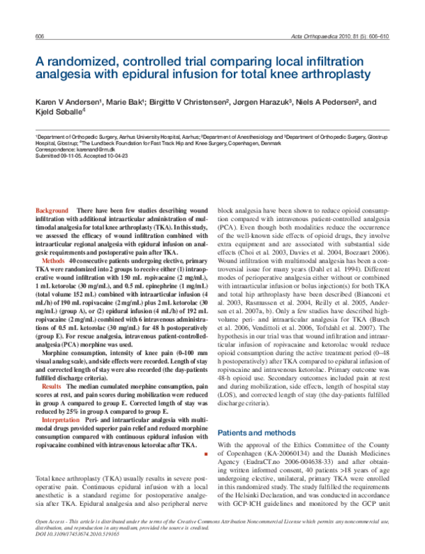 Pdf A Randomized Controlled Trial Comparing Local Infiltration