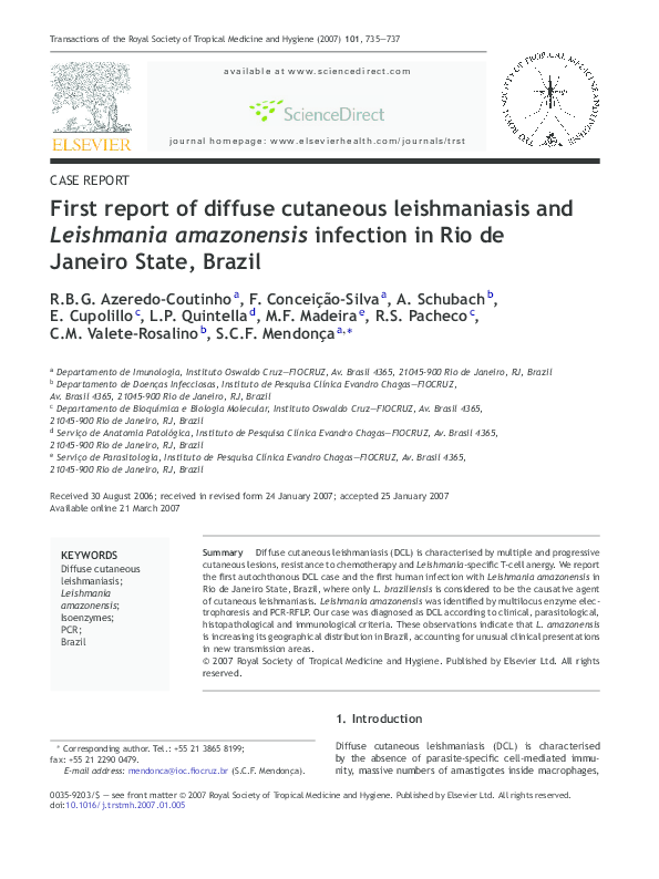 (PDF) First report of diffuse cutaneous leishmaniasis and Leishmania ...