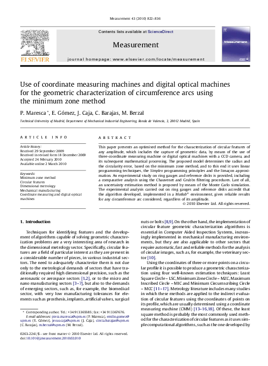 (PDF) Use of coordinate measuring machines and digital optical machines ...