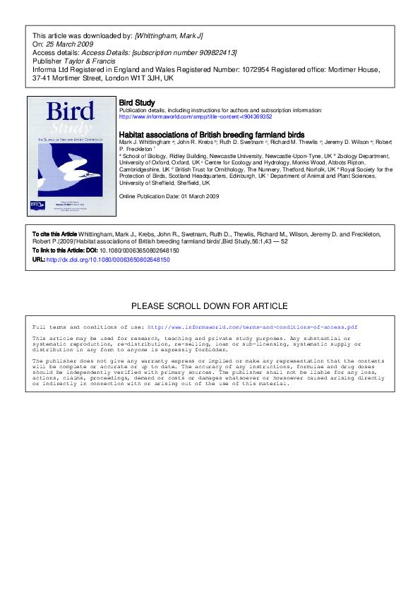 (PDF) Habitat associations of British breeding farmland birds | Mark ...