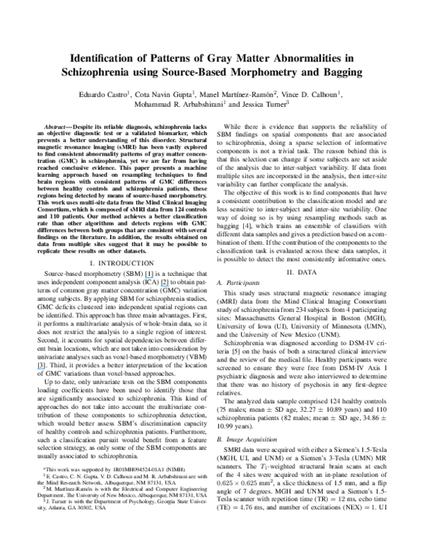 (PDF) Identification of patterns of gray matter abnormalities in schizophrenia using source ...