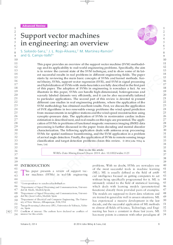 (PDF) Support vector machines in engineering: an overview