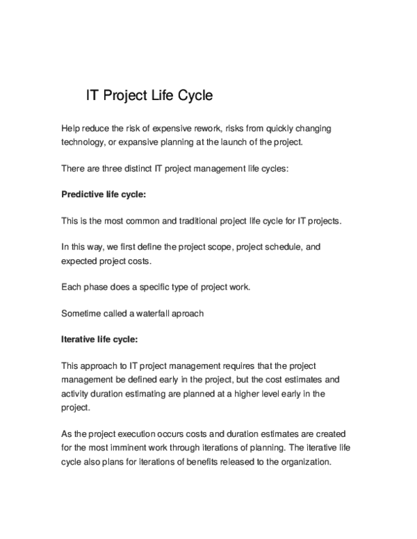 (DOC) IT Project Life Cycle