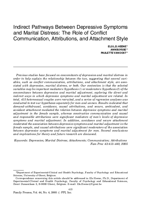 (PDF) Indirect Pathways Between Depressive Symptoms and Marital ...
