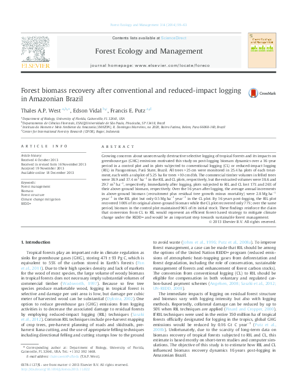 (PDF) Forest Biomass Recovery after Conventional and Reduced-Impact ...