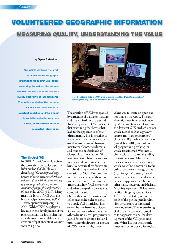 (PDF) VOLUNTEERED GEOGRAPHIC INFORMATION MEASURING QUALITY, UNDERSTANDING THE VALUE