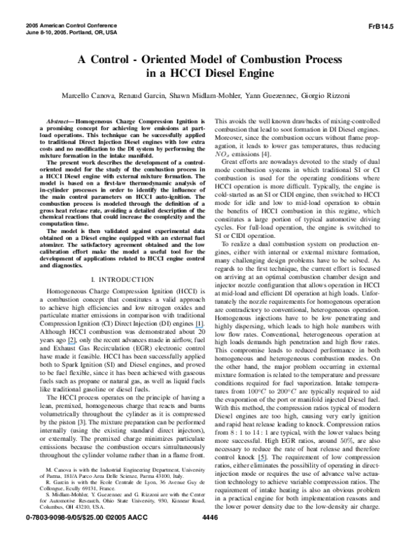 (PDF) A control - oriented model of combustion process in a HCCI diesel ...