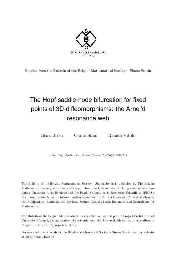 (PDF) Hopf saddle-node bifurcation for fixed points of 3D-diffeomorphisms: Analysis of a ...