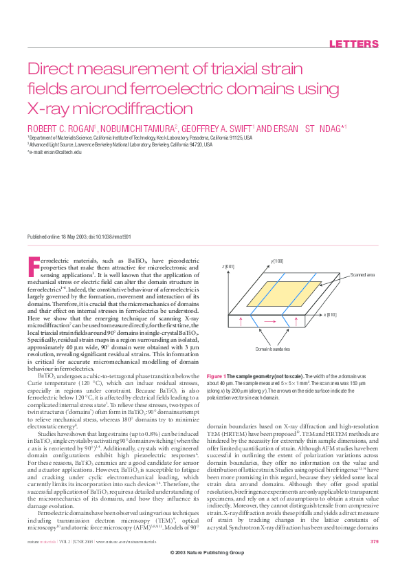 (PDF) Direct measurement of triaxial strain fields around ferroelectric domains using X-ray ...