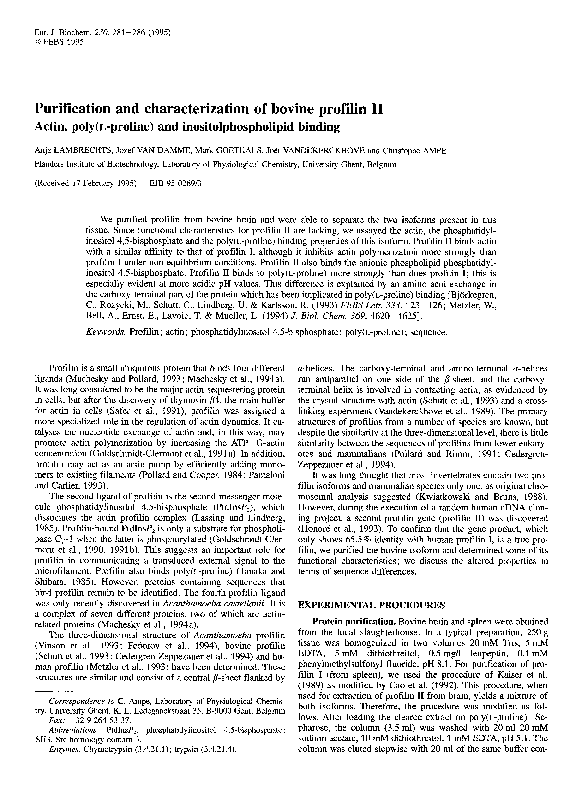 (PDF) Purification and Characterization of Bovine Profilin II. Actin ...