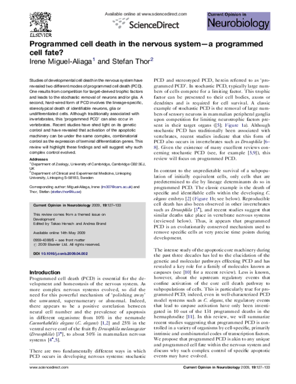 (PDF) Programmed cell death in the nervous system—a programmed cell fate?