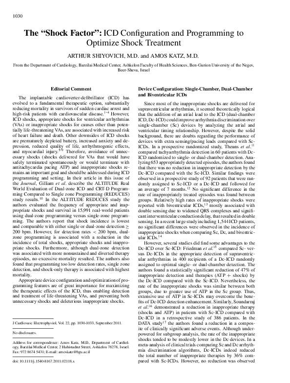 (PDF) The “Shock Factor”: ICD Configuration and Programming to Optimize ...