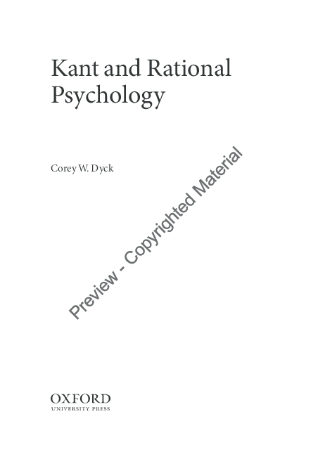(PDF) Introduction to Kant and Rational Psychology