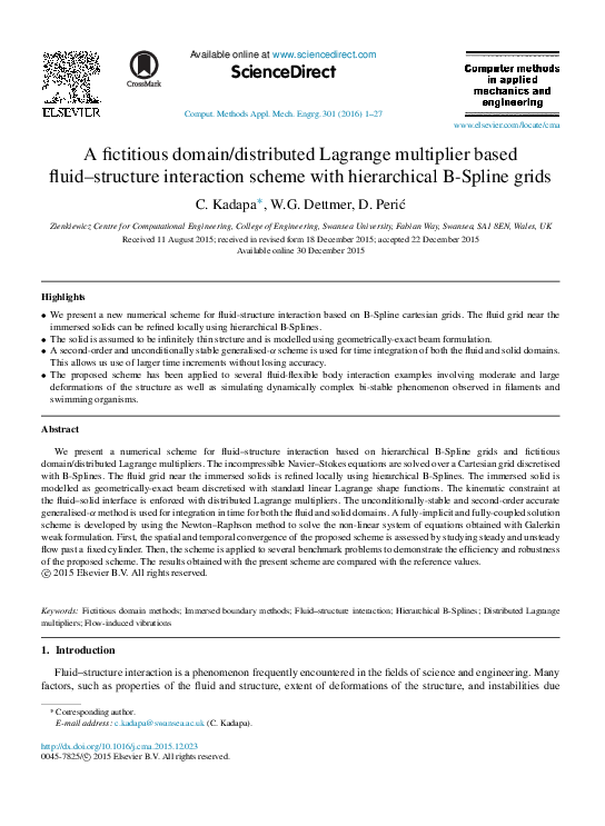 Pdf Fluid Structure Interaction With B Splines