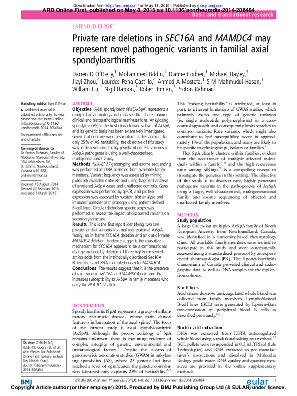(PDF) Private rare deletions in SEC16A and MAMDC4 may represent novel ...