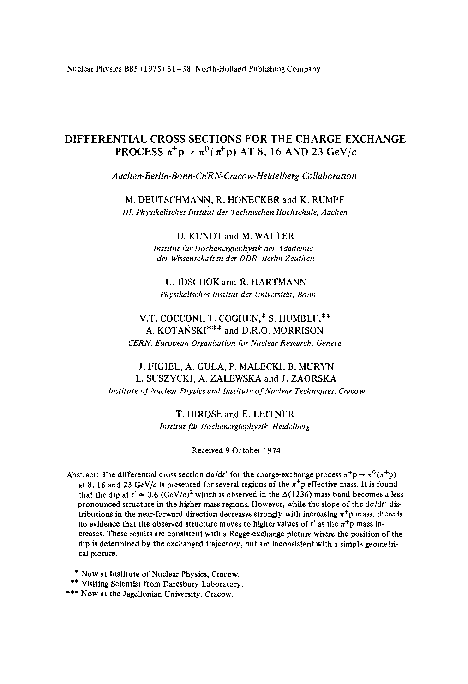 (PDF) Differential cross sections for the charge exchange process π+p → ...