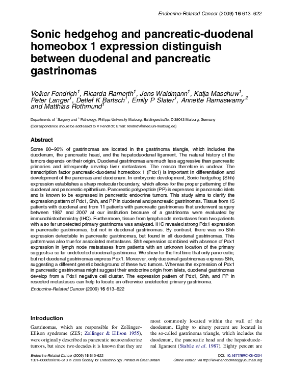 (PDF) Sonic hedgehog and pancreatic-duodenal homeobox 1 expression ...