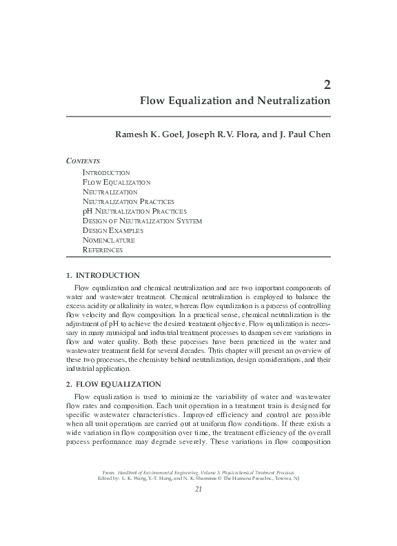 (PDF) Flow Equalization and Neutralization