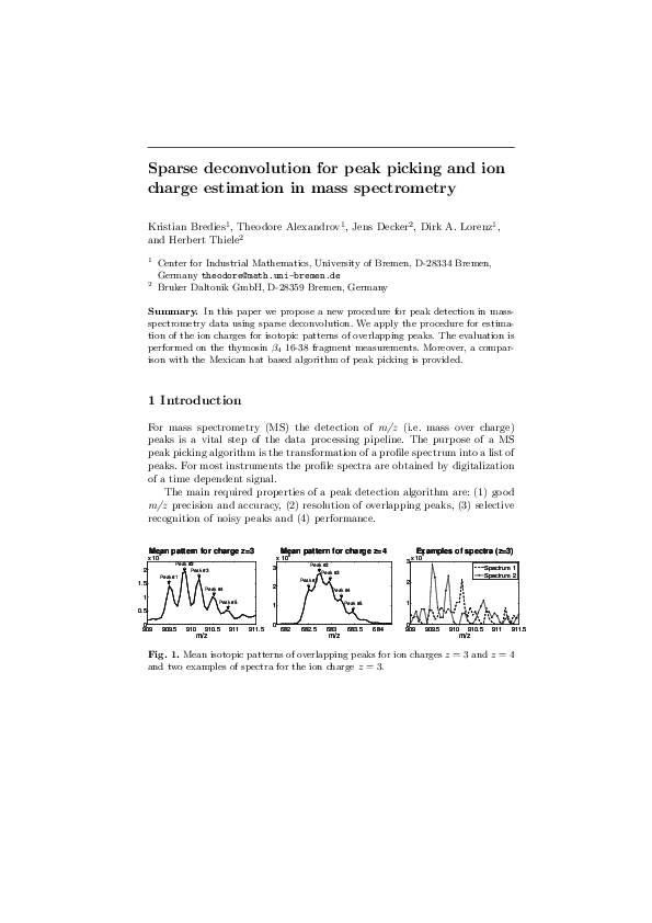 (PDF) Sparse Deconvolution for Peak Picking and Ion Charge Estimation ...